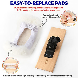 PinStone 10-Inch Lambswool Applicator Kit, 0° to ±90° Adjustable Lambskin Stain Applicator with 3 Lambs Wool Refill Pads, Wood Stain Applicator, Stain Applicator for Wood Deck, Floor Finish, 4 Pack