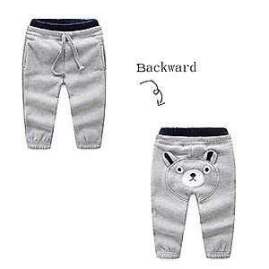 Mud Kingdom Baby Boys Joggers Winter Cute Bear Fleece 18-24 Months Gray