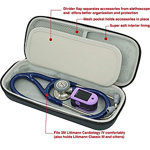 ButterFox Premium Stethoscope Case with Divider and ID Slot for 3M Littmann Classic III, Cardiology IV Diagnostic and More Stethoscopes with Pocket for Nurse Accessories (Lime Green)