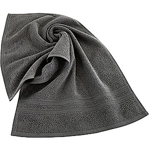 Hammam Linen Bath Sheet Towels 6 Pieces Bundle | Includes: 2 Luxury Bath Sheet Towels, 4 Hand Towels | Quality, Soft Towel Set | Grey