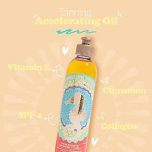 D'Luchi Carrot Tanning Oil with Cinnamon, Vitamin E & Collagen, High Natural Beta-Carotene Tanning Accelerator SPF 4 Suntan Oil, 8.45 Oz