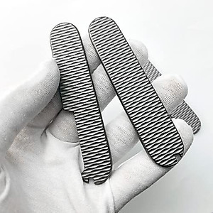 2PCS Fish Scale G10 Handle Scales Patches Titanium Alloy Patch fit for 91mm Swiss Army Knife DIY Modification…