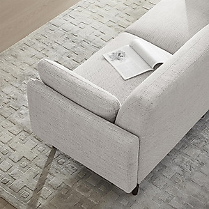 CHITA Mid-Century Modern Sofa, Fabric Couch for Living Room with Solid Wood Leg, No-Tools Assembly, 73''W, Ivory