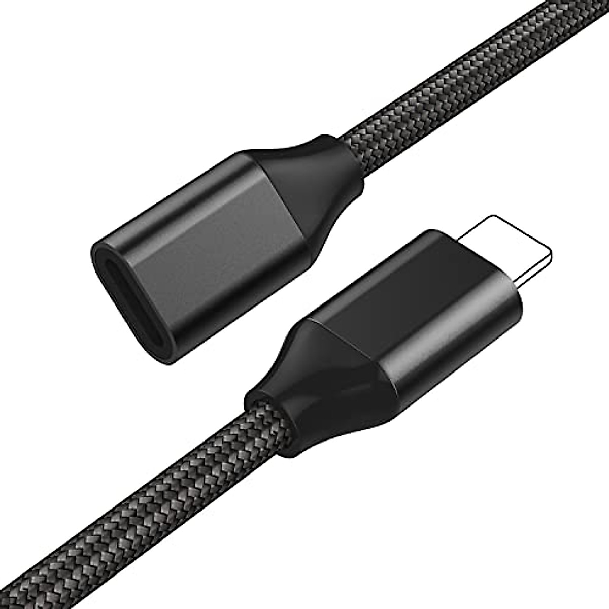 EMATETEK Braided Extender Cable Male to Female Pass Audio Video Picture Data and Power Charge. 1PCS 3.3Feet Extension Cord Connector Made of Black Aluminum & Braided.