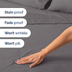 4 Piece Luxury Hotel Bed Sheet Set - Breathable, Cooling Deep Pocket Sheets - Soft, Wrinkle Free King Sheets That Fit Extra Deep Mattresses - Dark Grey