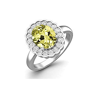 MOONEYE 10x8mm Oval Shape Natural Lemon Quartz Solitaire Engagement 925 Sterling Silver Birthstone Promise Ring (Sterling Silver, 8)