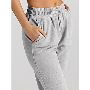 AUTOMET Womens Sweatpants Cinch Bottom Lounge Baggy Cotton Pants Joggers High Waist Fall Athletic Pant with Pockets Grey