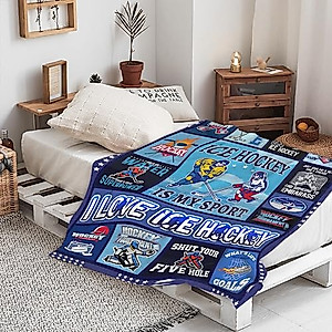 Hockey Gifts,Ice Hockey Blanket for Teen Boys Girls Men,Winter Gifts for Hockey Lovers Kids Coach,Soft Warm Ice Hockey Throw Blanket for Couch Bed Car Office nap Blanket,All Season Use(40"×50"-S)