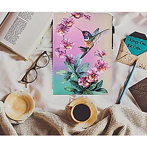 KEROM Case for Galaxy Tab A8 10.5 inch 2022 (Model: SM-X200/X205/X207), PU Leather Folio Stand Protective Cover with Auto Wake/Sleep, Card Slot, Pen Holder for Galaxy Tab A8 10.5 Case - Hummingbird