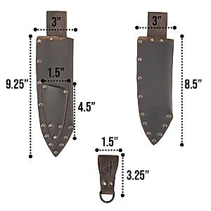 Cast Leather Co., Knife Set Holder 3 Pieces Handmade from Full Grain Leather - Bourbon Brown
