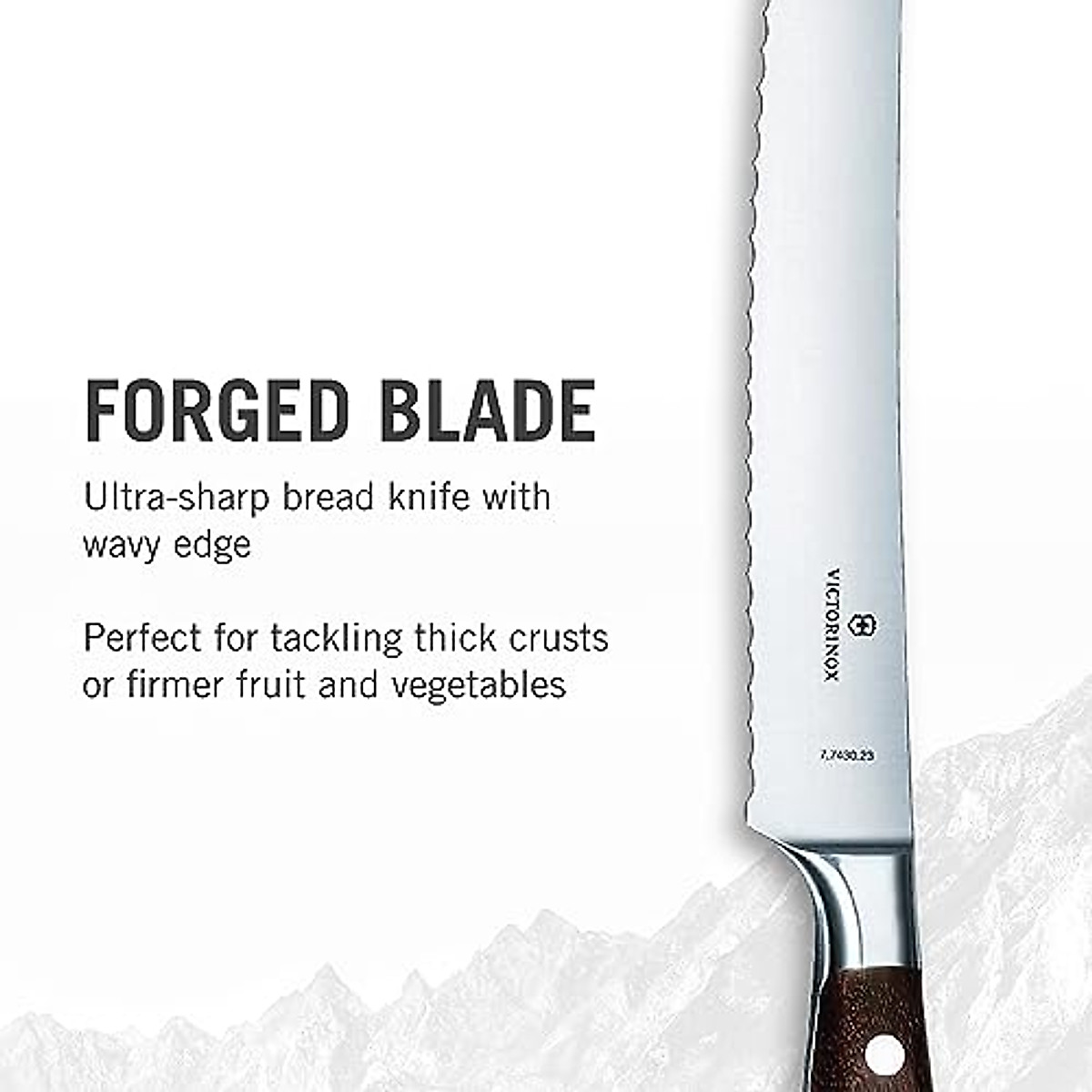 Victorinox Grand Maitre Bread Knife - Serrated Kitchen Knife for Cutting Bread, Fruit & Vegetables - Premium Kitchen Accessory - Wood Handle, 9"