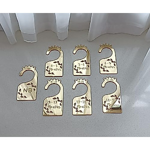 Baby Closet Dividers,Set of 7 Acrylic Mirror Baby Clothes Organizers for Wardrobe Closet Home Nursery from Newborn to 24 Months (Gold Mirror, Model 1)