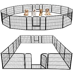 Yaheetech Outdoor Dog Playpen - 16 Panel Fence for Large, Medium and Small Dogs - Heavy Duty Exercise Pen for Puppies and Small Animals - Portable for RV Camping and Yard