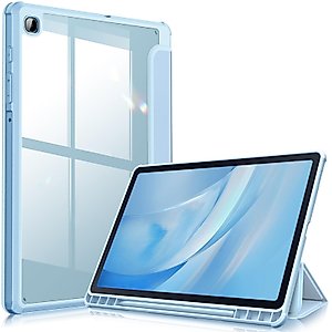 Fintie Hybrid Slim Case for Samsung Galaxy Tab S6 Lite 10.4 Inch 2024/2022/2020 with S Pen Holder, Shockproof Cover with Clear Transparent Back Shell, Blue