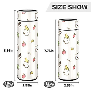 CaTaKu Strawberry Animal Duck Water Bottle Insulated 16 oz Stainless Steel Flask Thermos Bottle for Coffee Water Drink Reusable Wide Mouth Vacuum Travel Mug Cup