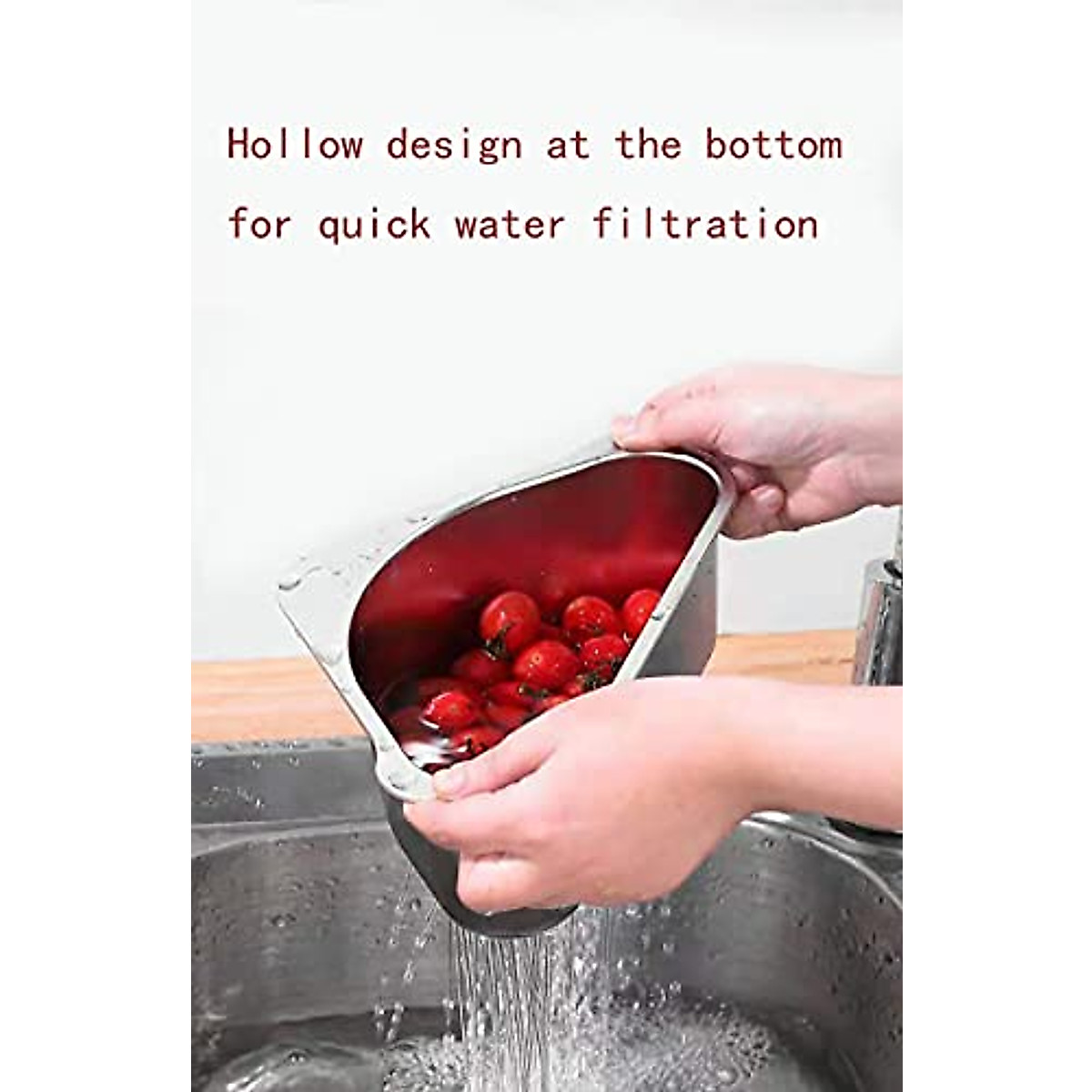 Maitexi Stainless Steel Sink Strainer Basket Triangle Sink,Triangle Sink Drainer Basket for Sink Food Strainer or Storage Rack (silver)