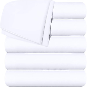 Utopia Bedding Flat Sheets - Pack of 6 - Soft Brushed Microfiber Fabric - Shrinkage & Fade Resistant Top Sheets - Easy Care (Twin, White)