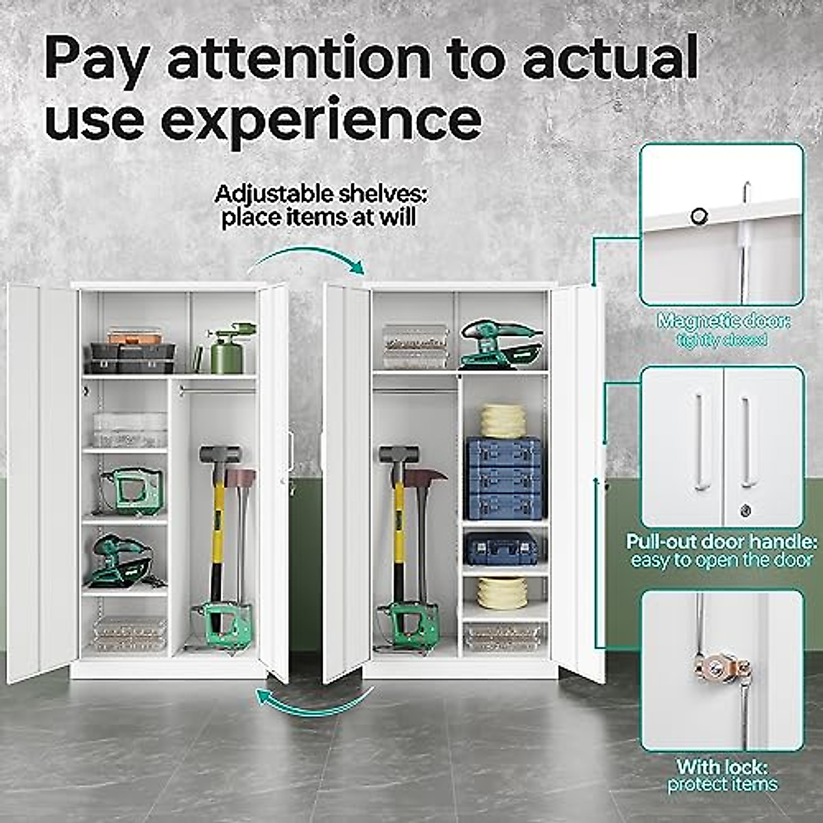 SISESOL Metal Storage Cabinets Locker with Locker Shelf, 71" Armoire Wardrobe Closet with Hanging Rod Storage Locker, Wardrobe Cabinet for Bathroom Storage Cabinet with Doors Lockers for Employees