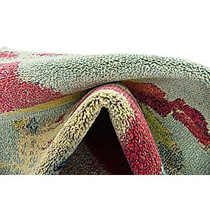 Unique Loom Estrella Collection Light Colors, Abstract, Modern, Vibrant Area Rug, 5 ft x 8 ft, Pink/Ivory