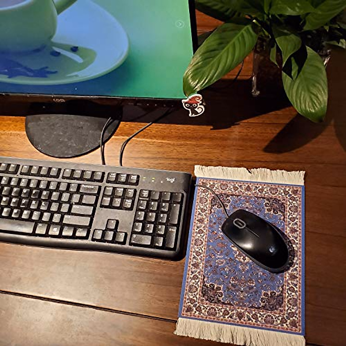 kotoyas Rug Mouse Pad, 2 Pack Woven Rug Bohemian Carpet Mouse Pad for Table Décor