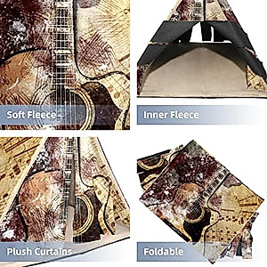 RATGDN Small Pet Hideout Guitar Art Painting Hamster House Guinea Pig Playhouse for Dwarf Rabbits Hedgehogs Chinchillas