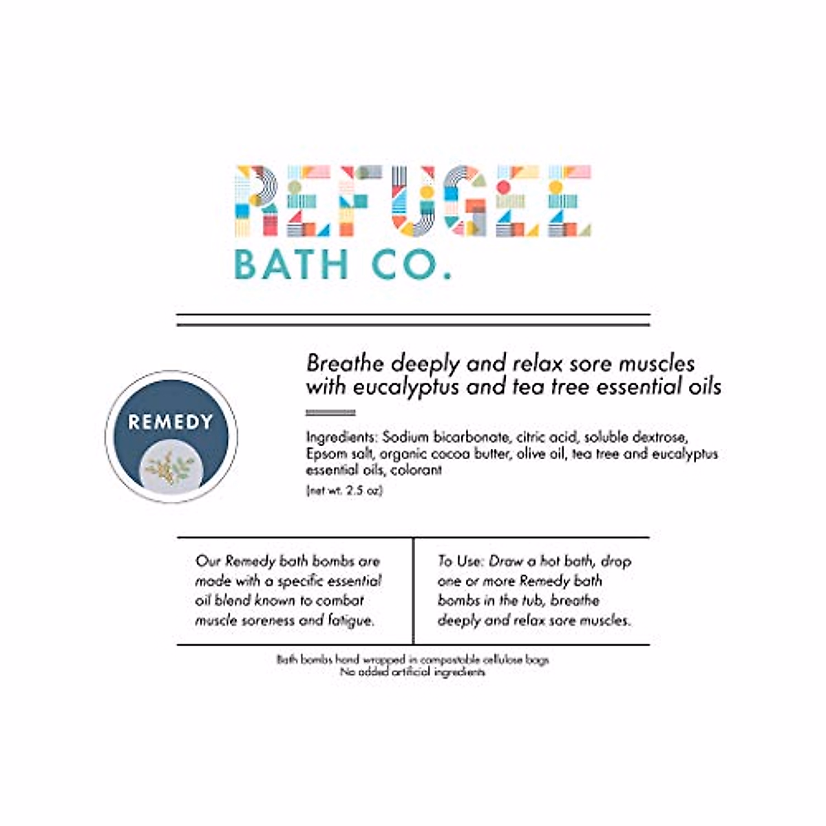 Refugee Bath Co. Variety Pack Bath Bombs Tea Tree and Eucalyptus Essential Oils Cocoa Butter Support Refugee Employment in USA (12 Pack)