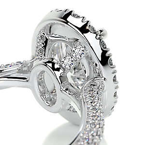 Solid Gold Handmade Engagement Ring 2 CT Oval Cut Moissanite Diamond Halo Bridal Wedding Ring for Anniversary Propose Gifts (10K Solid White Gold)