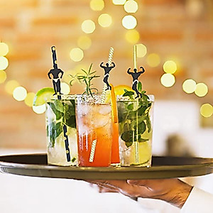 Bachelorette Party Straws, 30 PCS Party Favors Naughty Gold Straws Disposable Drinking Paper Straw Dancing MEN Confetti Party Supplies for Girls Night Ladies Bridal Shower