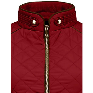 NE PEOPLE Womens Lightweight Quilted Zip Jacket, NEWJ22-BURGUNDY, Small