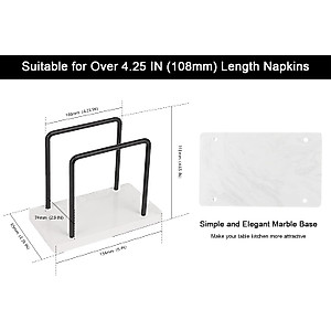 Livabber Napkin Holder, Metal Napkin Holder Modern Freestanding Tissue Paper Dispenser for Table Kitchen Countertop (Marble Base, Black)