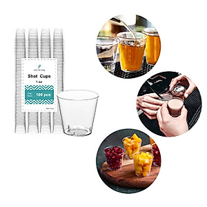 Craft And Party, 1oz 100 pcs Premium Clear Shot Glasses. Disposable Clear Cups for Wine Tasting, Vodka, Whiskey, jelly shot, sample Cups For Party and Gathering. (100, 1oz)