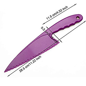 EORTA 4 Pieces Plastic Cake Knives with Serrated Edges Salad Knife Tomato/Lettuce Cutter with Handle Kitchen Serving Tool for Cake, Bread, Vegetables, Fruits, Adults & Kids. Random Color