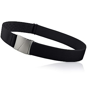 ONE-BELT No Show Invisible Elastic Belts for Women & Men Non Slip Fits waist upto 50 Inch. (Black)