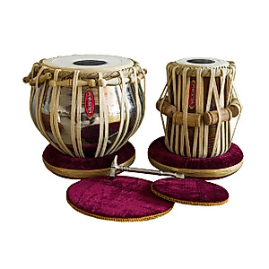 MAHARAJA Basic Tabla Set, Student Tabla Set, Steel Bayan, Dayan, Hammer, Cushions & Cover - Perfect Tablas for Students and Beginners on Budget, Tabla Drums, Indian Hand Drums (PDI-IB)