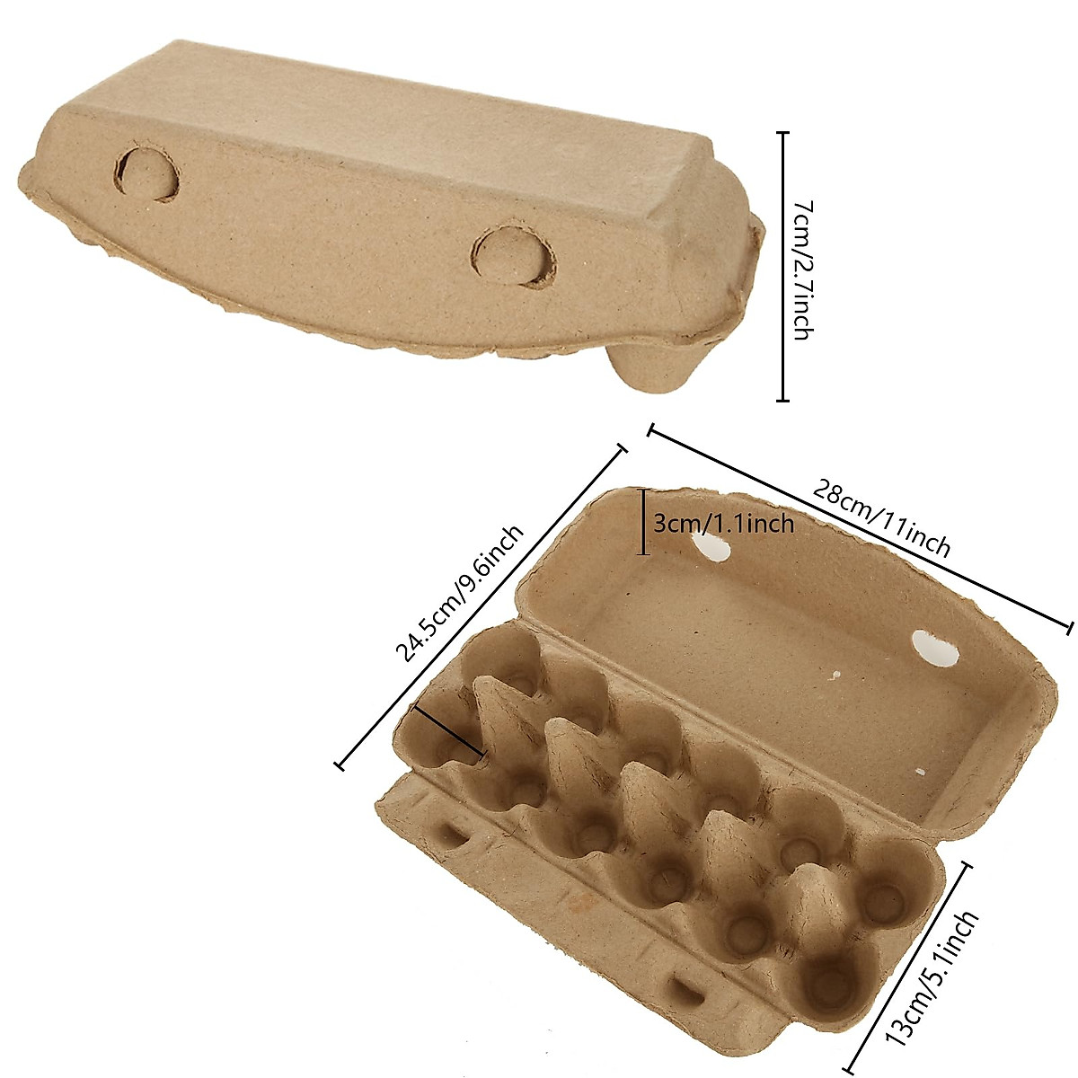 20 Pack Egg Cartons Egg Holder Countertop Paper Egg Cartons 2x6 Style Blank Natural Pulp Egg Cartons Holds Up to 12 Eggs, Sturdy Design Made from Recycled Cardboard