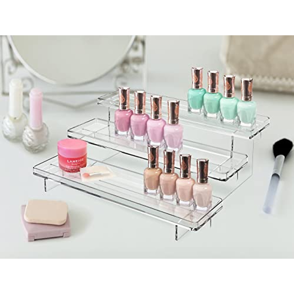 BodiCal 3-Tier Spice Rack Organizer for Cabinet- Spice Rack Seasoning Organizer, Tiered Medicine Cabinet Organizer, Kitchen Pantry Organization and Storage- 2 Pack/Clear