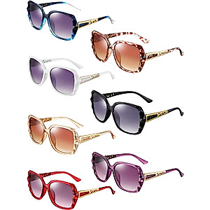 7 Pairs Oversized Sunglasses Women Sparkling Frame Classic Ladies Sunglasses Polarized Square Sunglasses