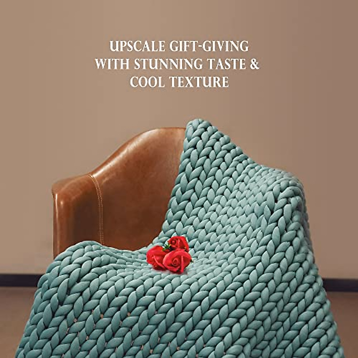 Cottonblue 12lbs Cooling Handmade Knitted Weighted Blanket - Soft, Breathable & Evenly Weighted for Better Sleep, Twin/Full Size 48"x72", Machine Washable, All-Season Comfort