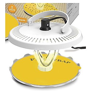 Flea Trap White for Inside Your Home Indoor Electric Flea Light Catcher and Killer for House 2 Pack with 8 Sticky Pads Refills and 4 Replacement Lightbulbs