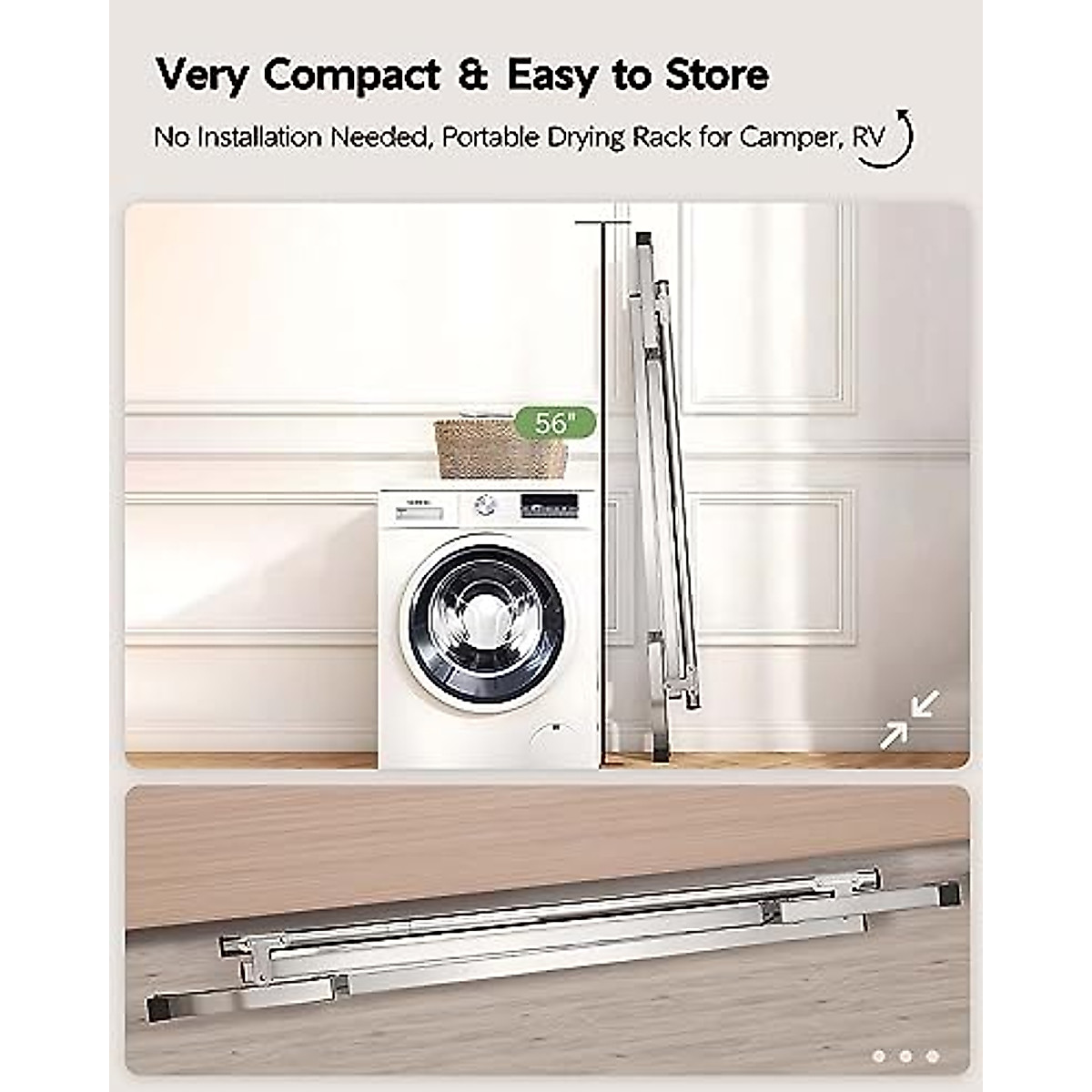 Vikaqi Clothes Drying Rack 79 Inches Folding Indoor, Drying Rack Clothing Collapsible, Foldable Laundry Drying Rack, Clothes Rack Drying, Retractable RV Clothesline, 20 Hooks 12 Clips