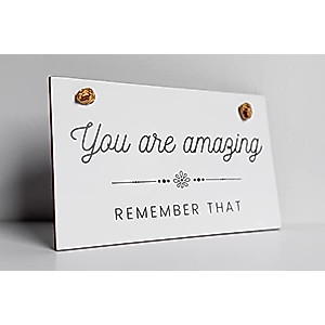 Marvin Gardens Designs You are Amazing Remember That Inspirational Hanging Wood Wall Sign 9.5 by 5.5 Inches You are Amazing (White), 9.5 x 5.5…