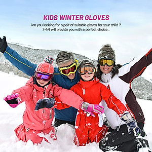 7-mi Kids Winter Warm Gloves for Skiing/Cycling Children Mittens for 4 to 6 Years Old