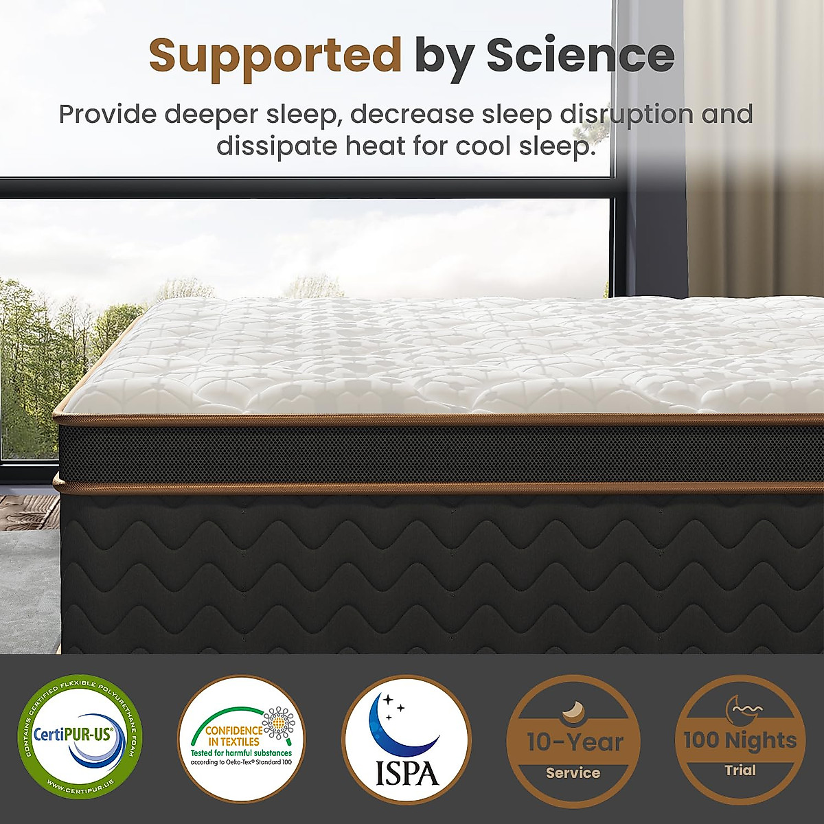 Queen Mattress, 14 Inch Hybrid Mattress with Gel Memory Foam, Fiberglass-Free Medium Firm Deluxe Mattress in a Box, Individual Pocket Spring-Motion Isolation-Edge Support, 100 Nights Trial,CertiPUR-US