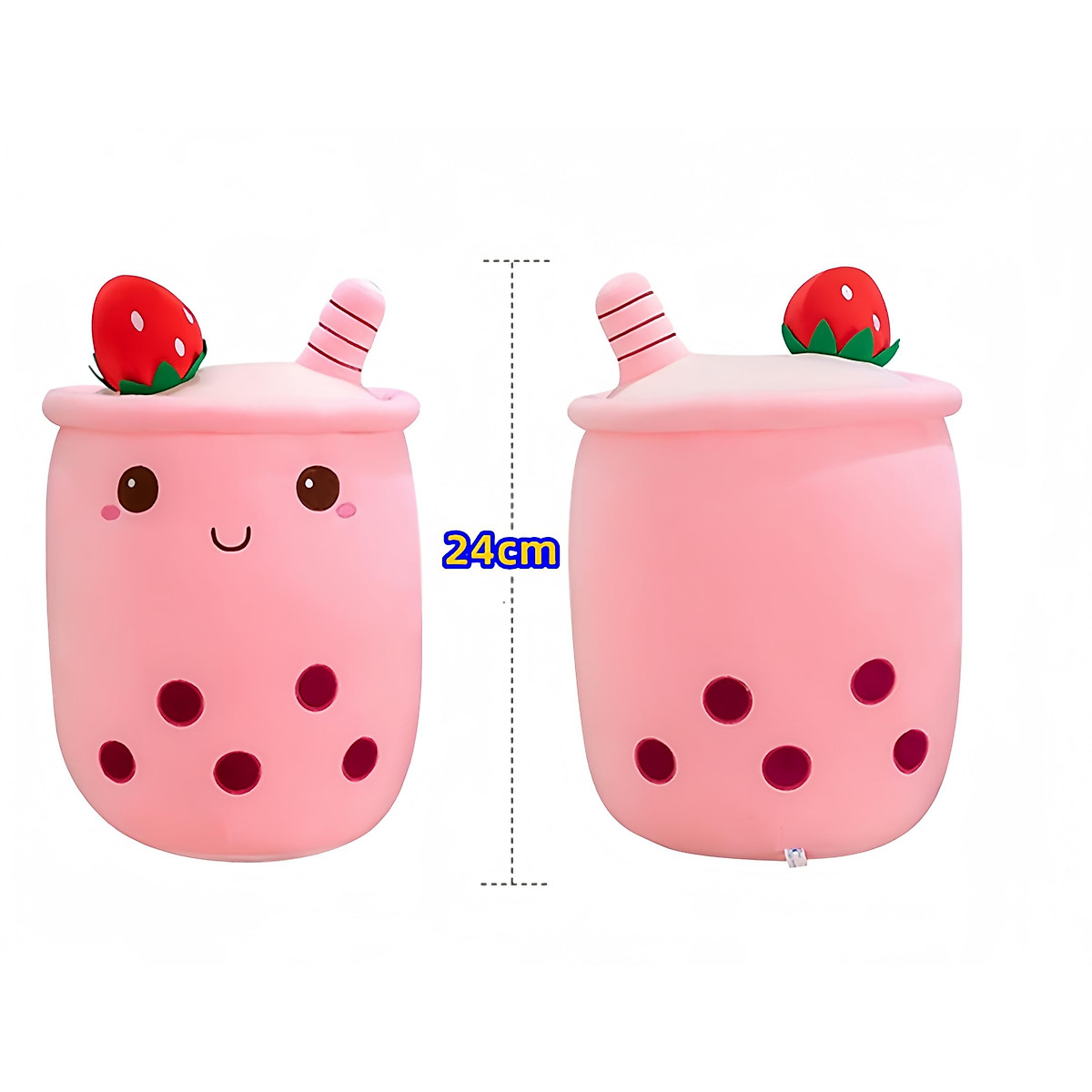 FSRONGXI 2 Pack Boba Plush, Stuffed Bubble Tea Plush Pillow Soft Cute Pearl Milk Tea Hug Pillows for Kids Girls Boys (Brown & Pink)