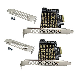 2x M.2 NGFF to Desktop NVMe SATA Dual SSD PCI Express Adapter Card Fits a PCIe x4, x8, or x16 slot
