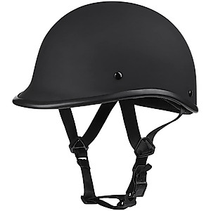 Woljay Helmets Half Cap Vintage Shell Open Face Motorcycle Helmet - DOT Approved (Medium, Dull Black)