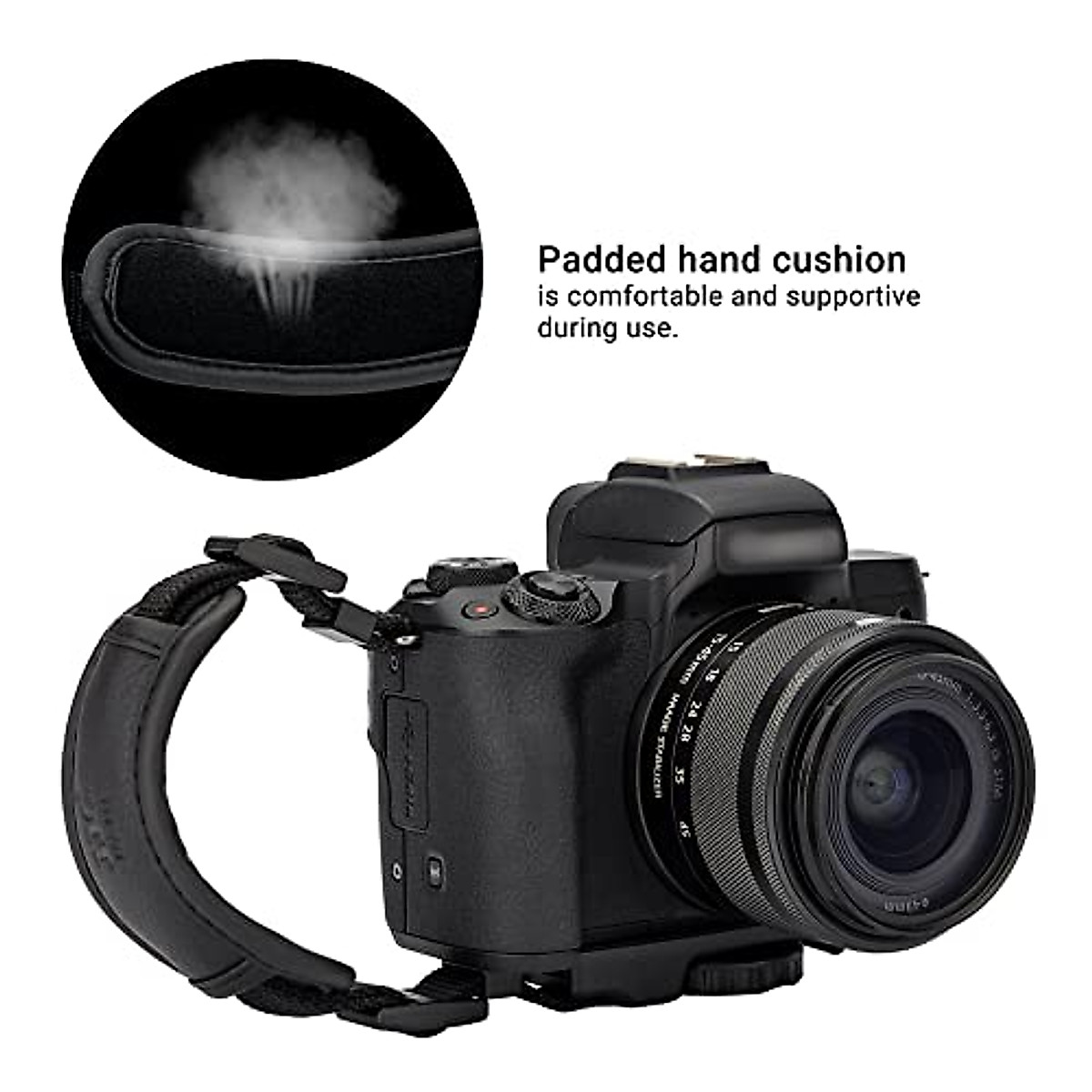 JJC Camera Hand Grip Strap for Canon EOS R8 R10 R7 R5 R6 R RP M6 M50 Mark II 90D Rebel T7 T8i T7i T6i T6 T100 SL3 4000D PowerShot SX540 HS SX420 G3X Panasonic Lumix DMC-GX85 G85 GH4 G100 FZ80