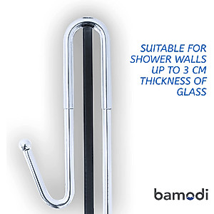 Bamodi |2-Tier Stainless Steel Shower Caddy-Hanging Shower Rack-Bathroom Organizer for Accessories-Rustproof Stainless Steel-2 Towel Hooks-27.56" DX8.27 WX7.28 H(Chrome)