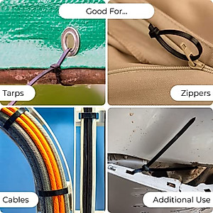 11" Black Zip Cable Ties (1000 Pack) - Reusable UV Resistant Zip Ties - Heavy Duty, Self-Locking Premium Nylon - 50lbs Tensile Strength - Cable Handcuffs Ties for Indoor and Outdoor by Bolt Dropper