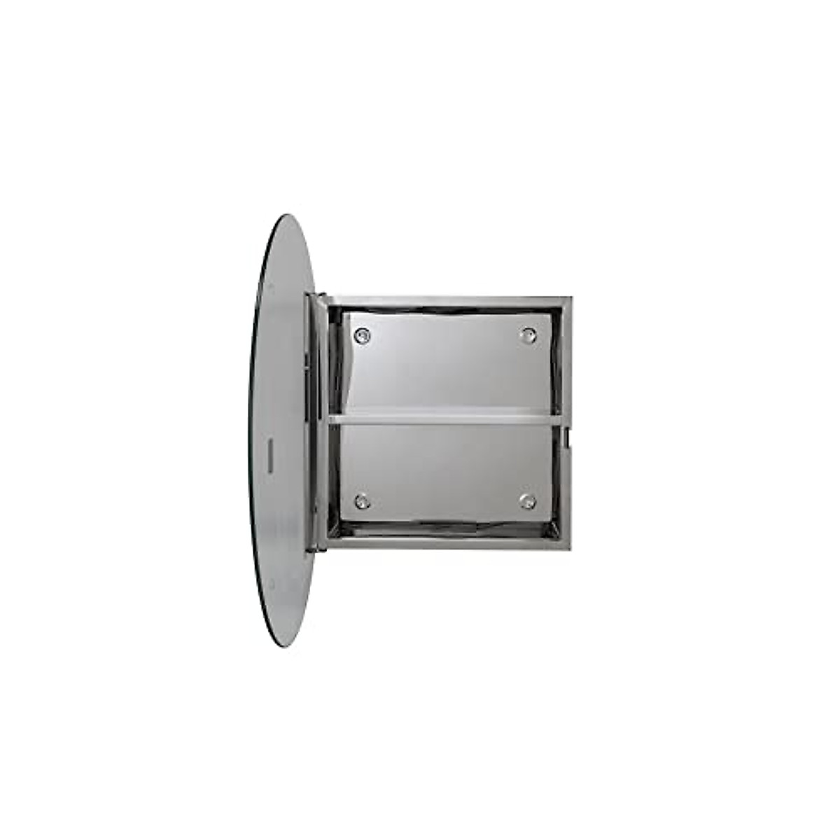 Croydex Severn Stainless Steel Circular Medicine Cabinet with Over Hanging Mirror Door, 19.7 x 19.7 x 3.9 In.